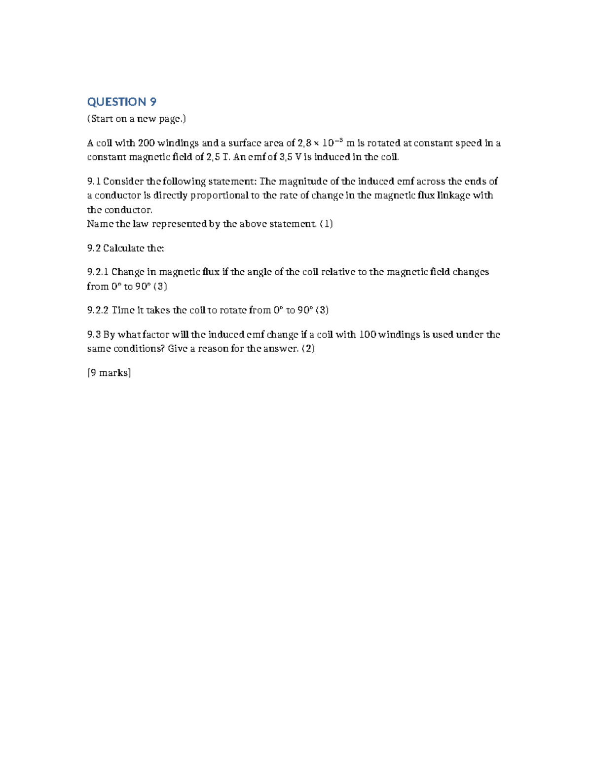 Faraday's Law & Induced EMF: Question 9 Analysis (Physics 101) - Studocu