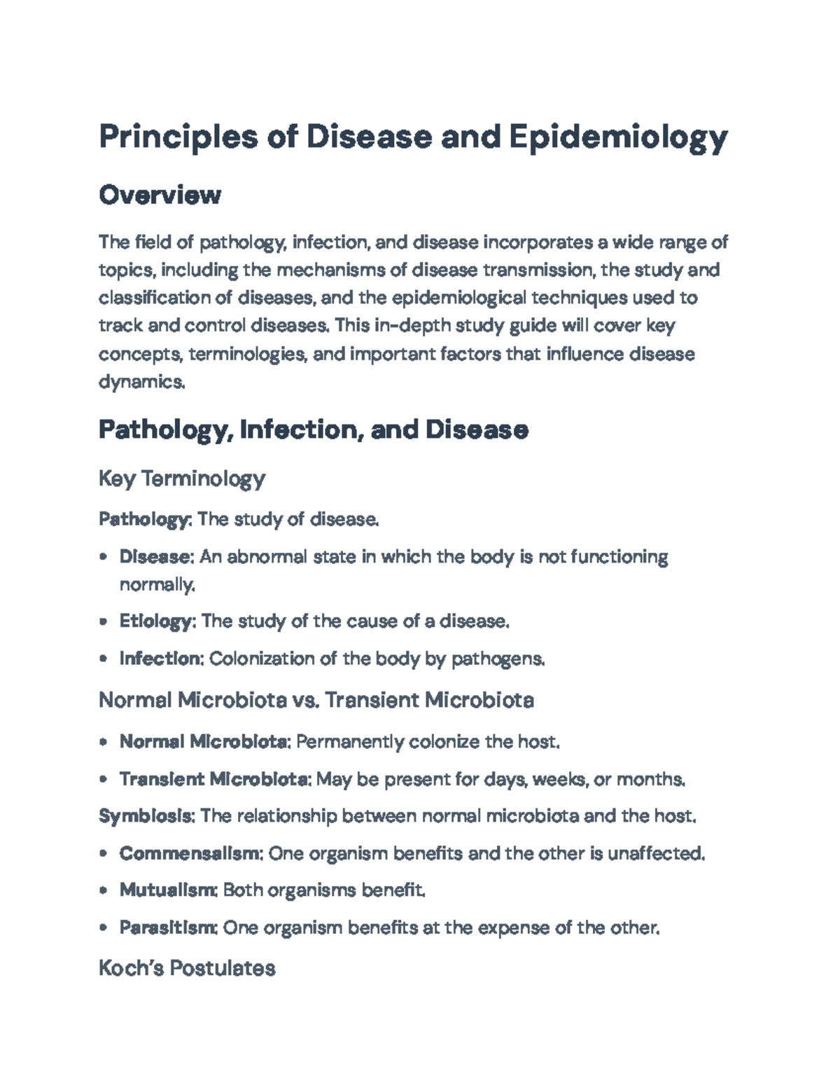 Principles of Disease and Epidemiology Study Guide - Principles of Disease and Epidemiology ...