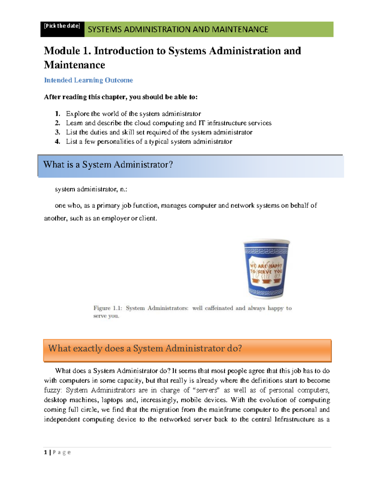 Module 1 Introduction to Systems Administration - Module 1 ...