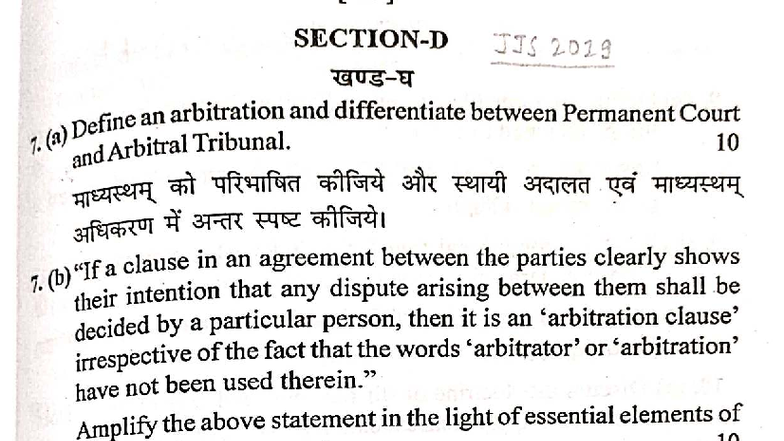 Arbitration PYQ 2 - Key Concepts and Provisions Under the Act - Studocu