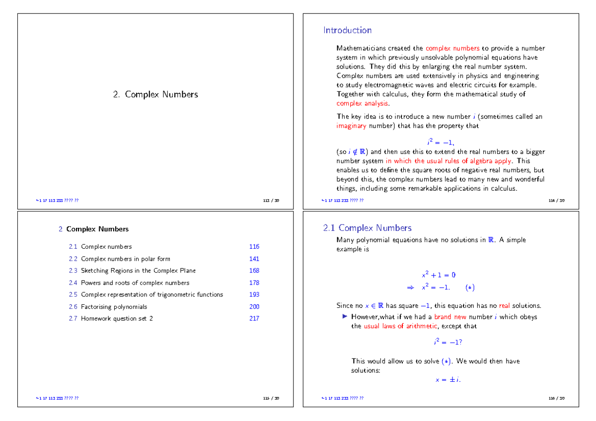 4Complex 2024 - Lecture Slides for topic 2 of Calculus 1 - 2. Complex ...