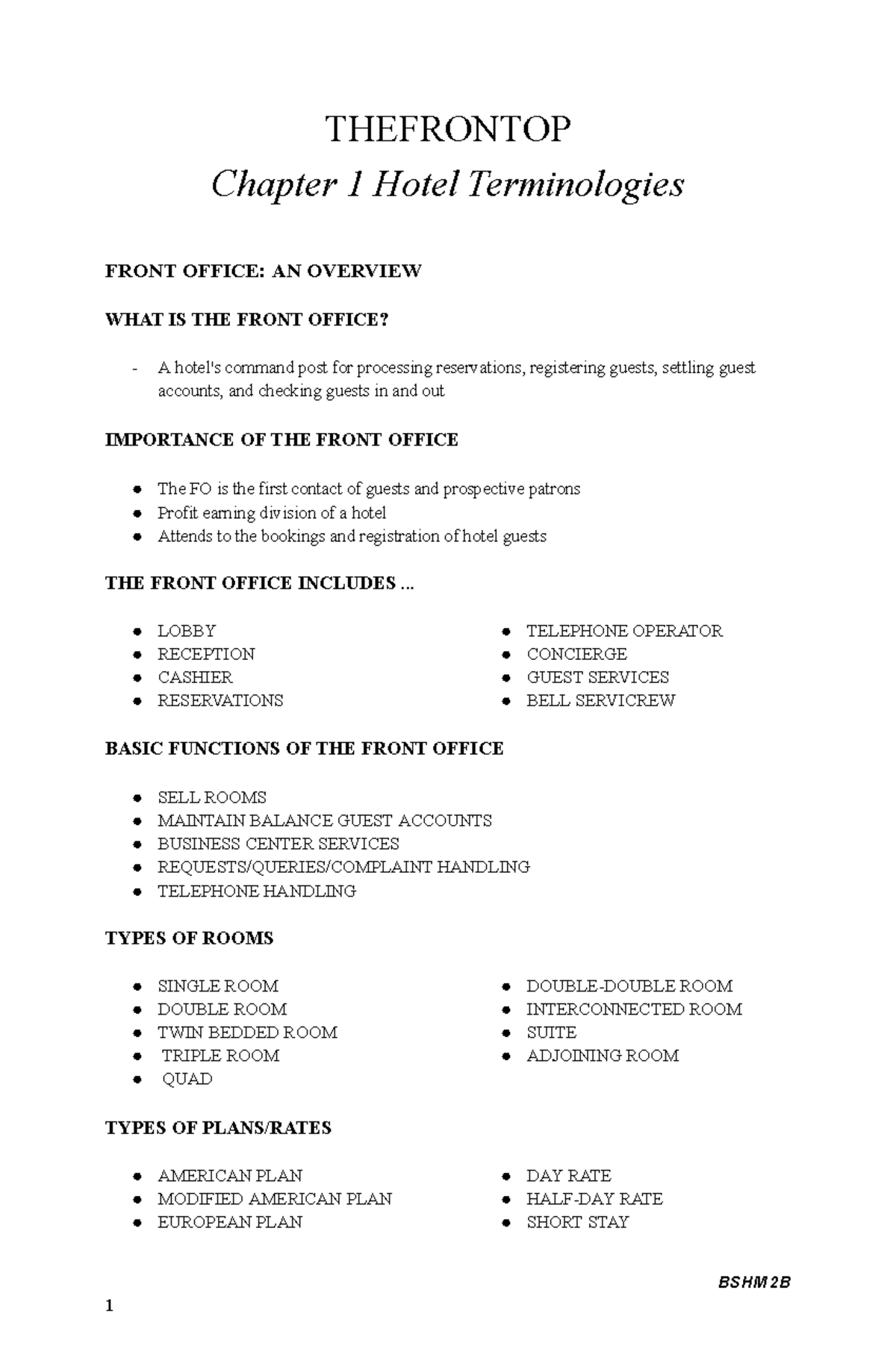 Thfrontop - Chapter 1 - Front Office, Importance of Front Office, Guest ...