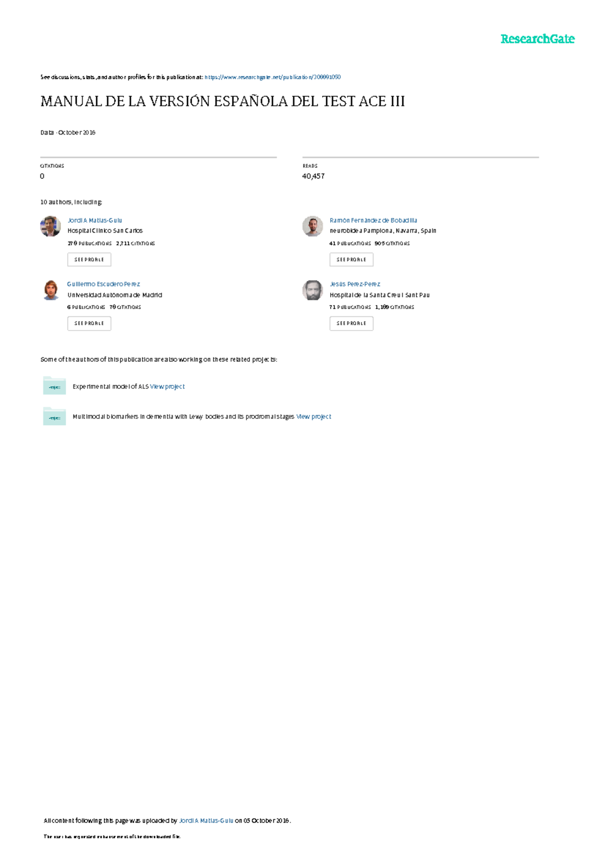 Manual Español del Test Addenbrooke (ACE) - Versión 2016 - Studocu