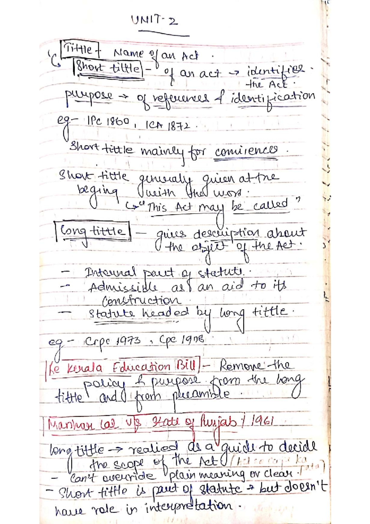 UNIT 2: Understanding Short Titles and Preambles in Legal Acts - Studocu