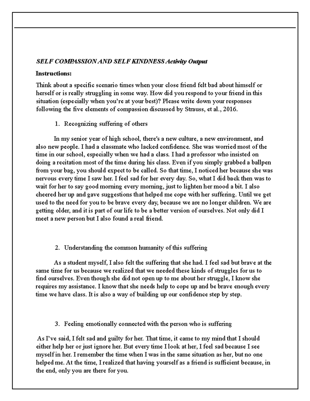 Selfcompassion - Lecture Notes - SELF COMPASSION AND SELF KINDNESS ...