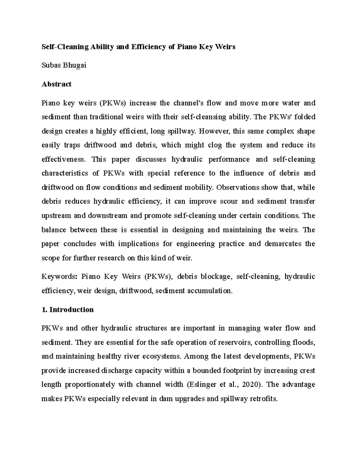Piano Key Weirs (PKWs): Efficiency & Debris Impact Analysis - Studocu