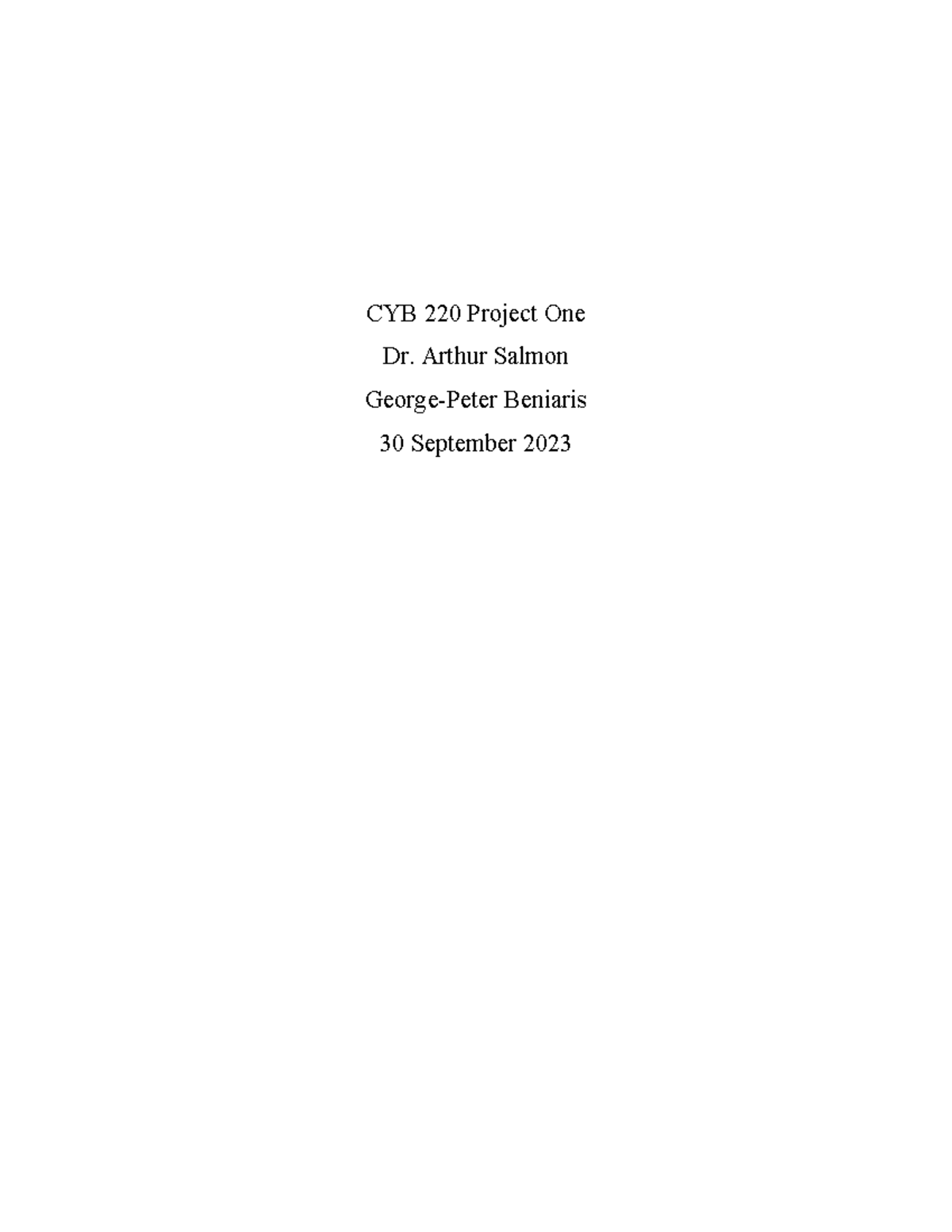 Beniaris CYB 220 Project One: Strategies for Virtual Systems Security ...