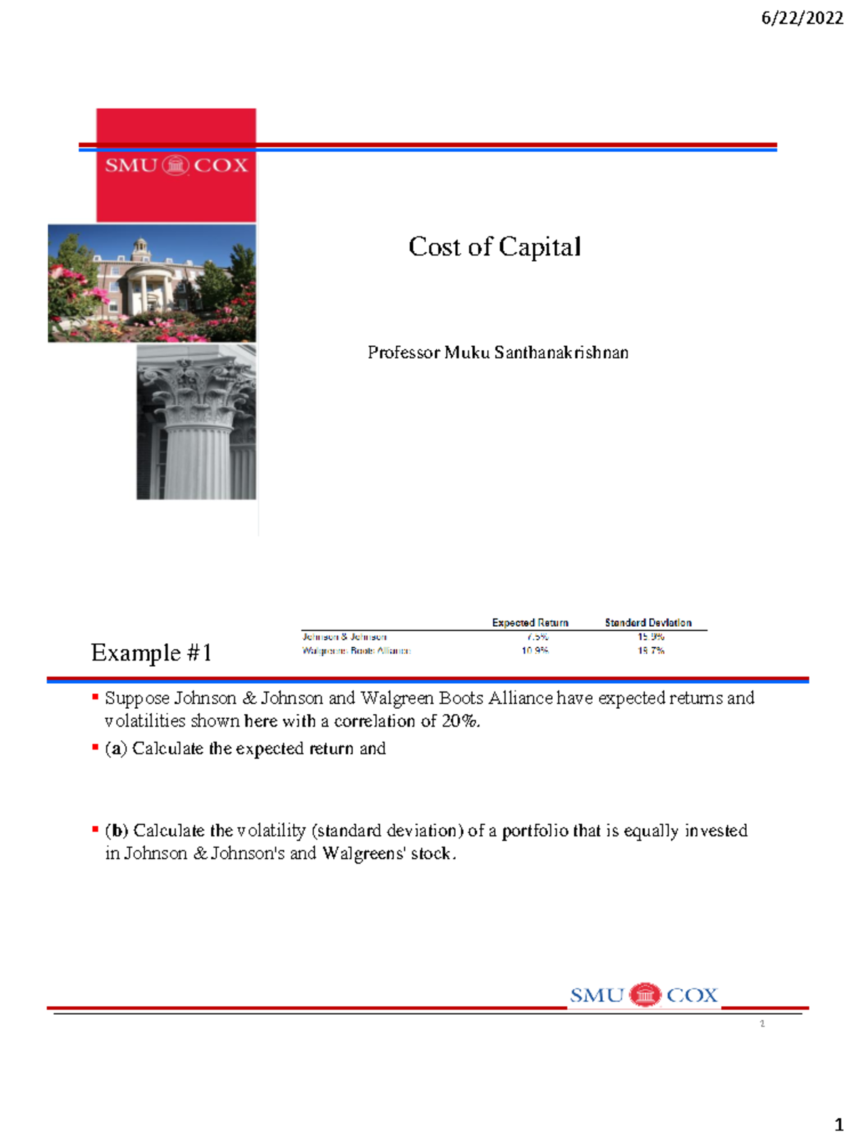 Lecture 10 Slides - Cost of Capital Professor Muku Santhanakrishnan ...