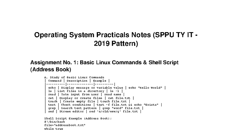 OS Practicals Notes (SPPU TY IT 2019) - Basic Linux Commands & Shell ...