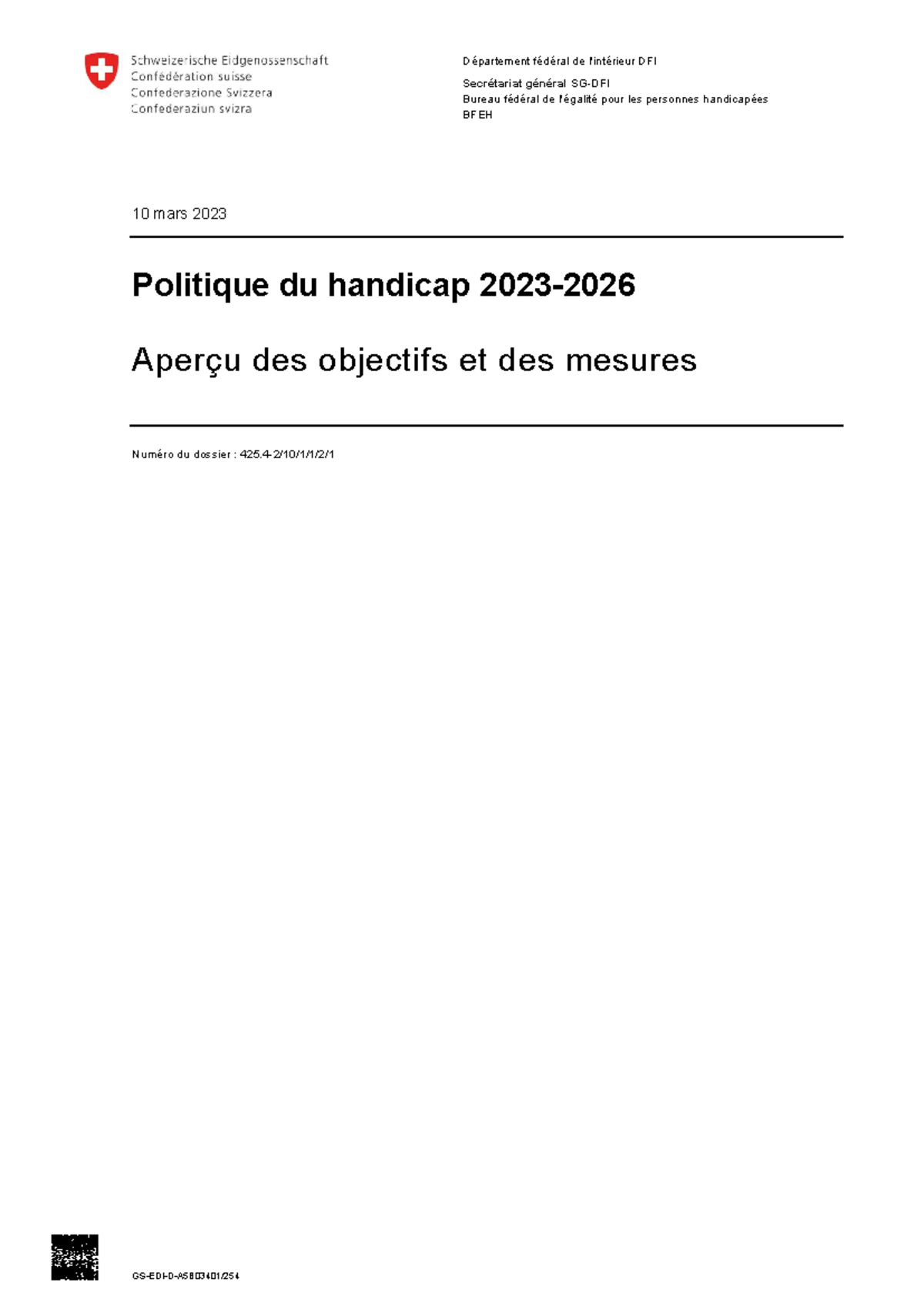 Politique du handicap 2023-2026 : Objectifs et Mesures Clés - Studocu