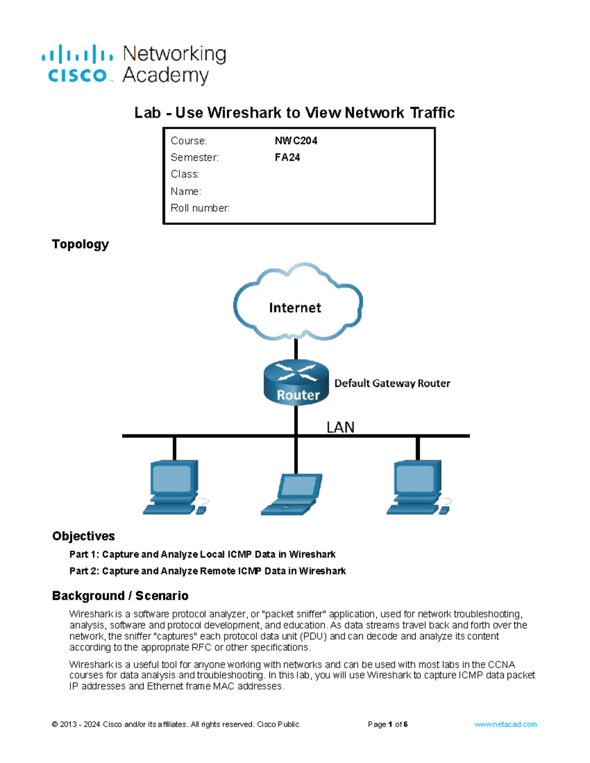 Lab 2: Using Wireshark for Network Traffic Analysis (NWC204) - Studocu