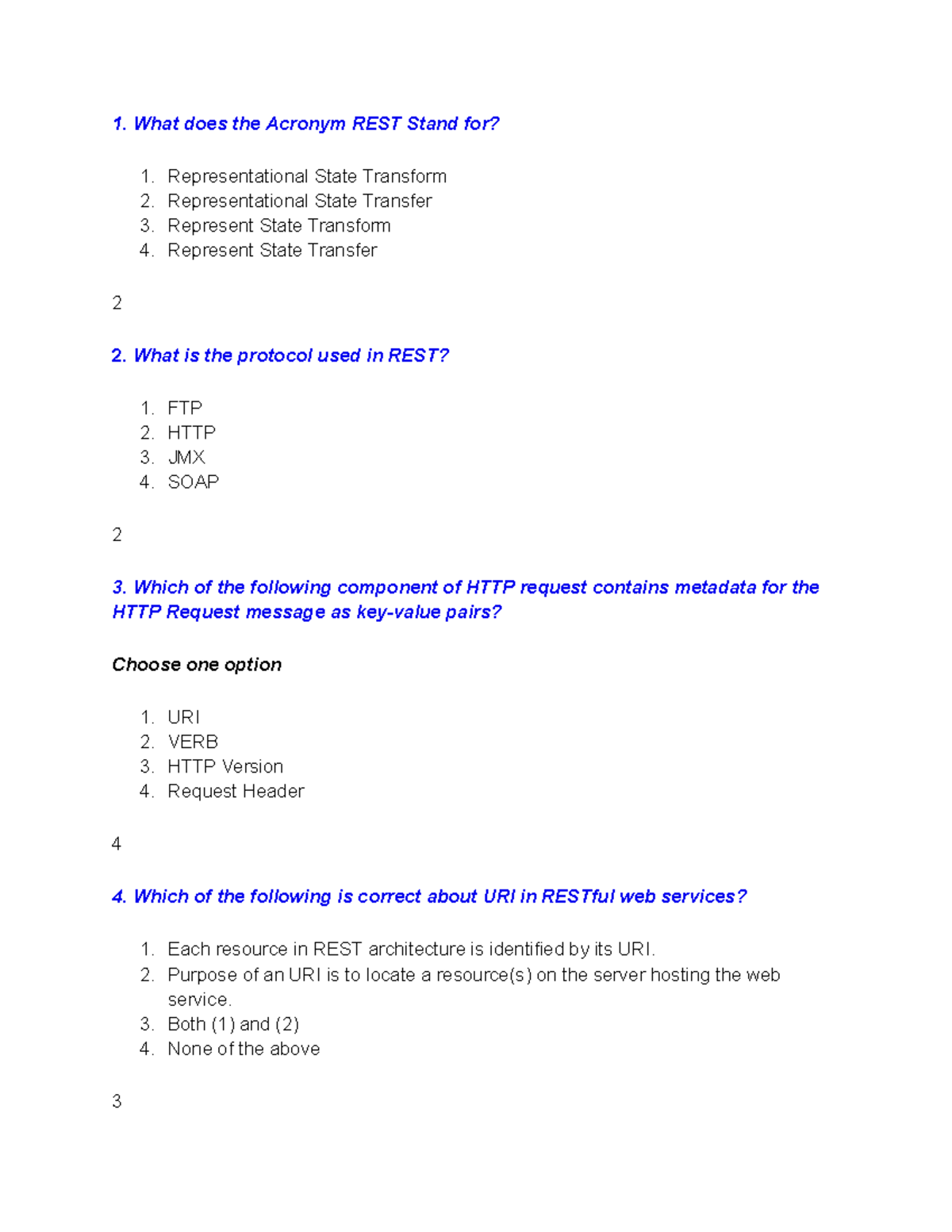 Quiz-1 - Aggregate Planning and S&OP - What does the Acronym REST Stand ...