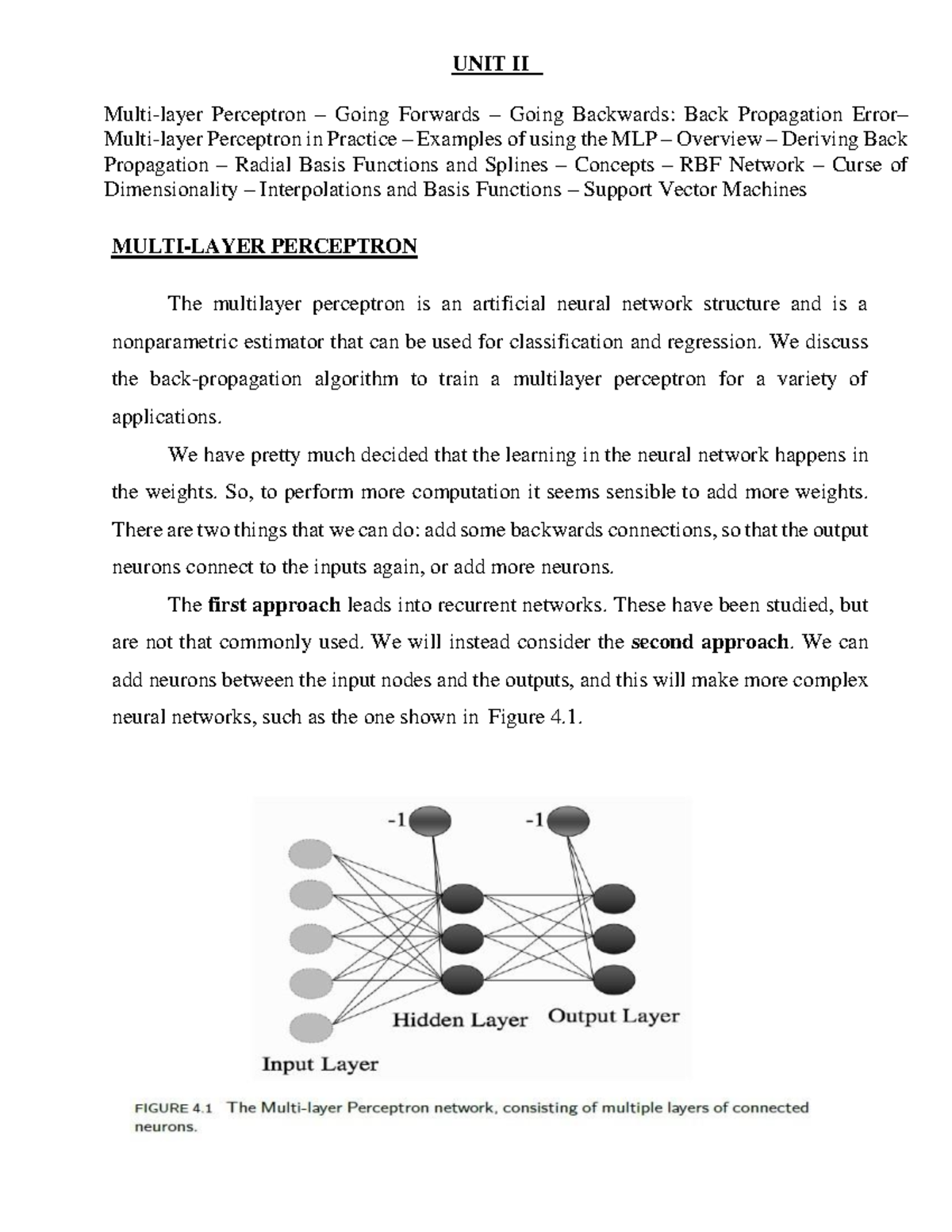 Unit-2 MLP: Multi-layer Perceptron Overview & Back-Propagation Techniques - Studocu