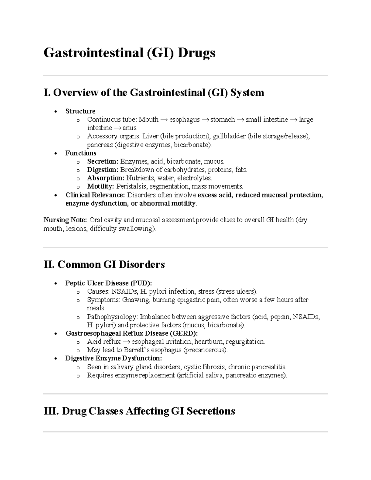 GI Drugs I: Overview and Nursing Considerations for Common Disorders ...