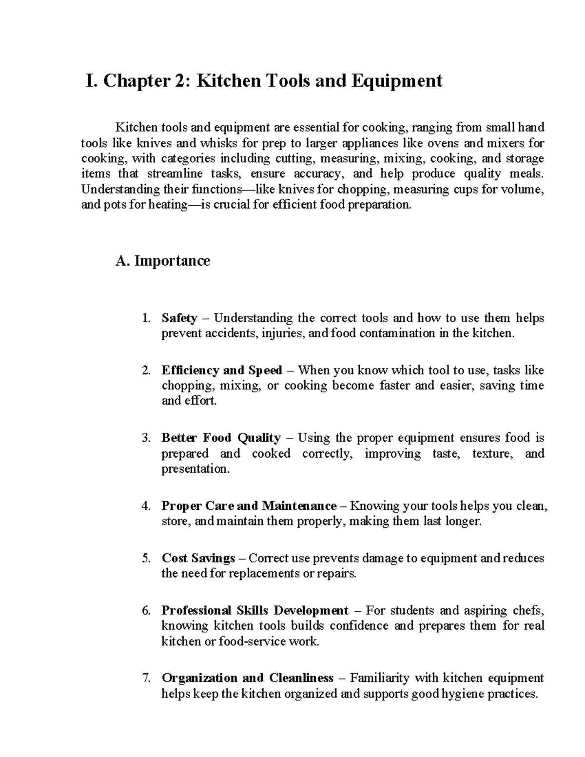 Chapter 2: Essential Kitchen Tools & Equipment Overview - Studocu