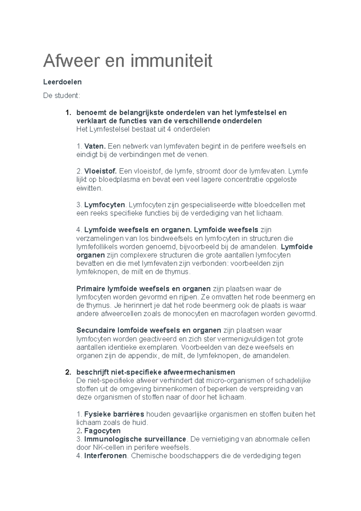 Immuniteit en Afweer: Lymfestelsel en Mechanismen (BIOL 101) - Studeersnel