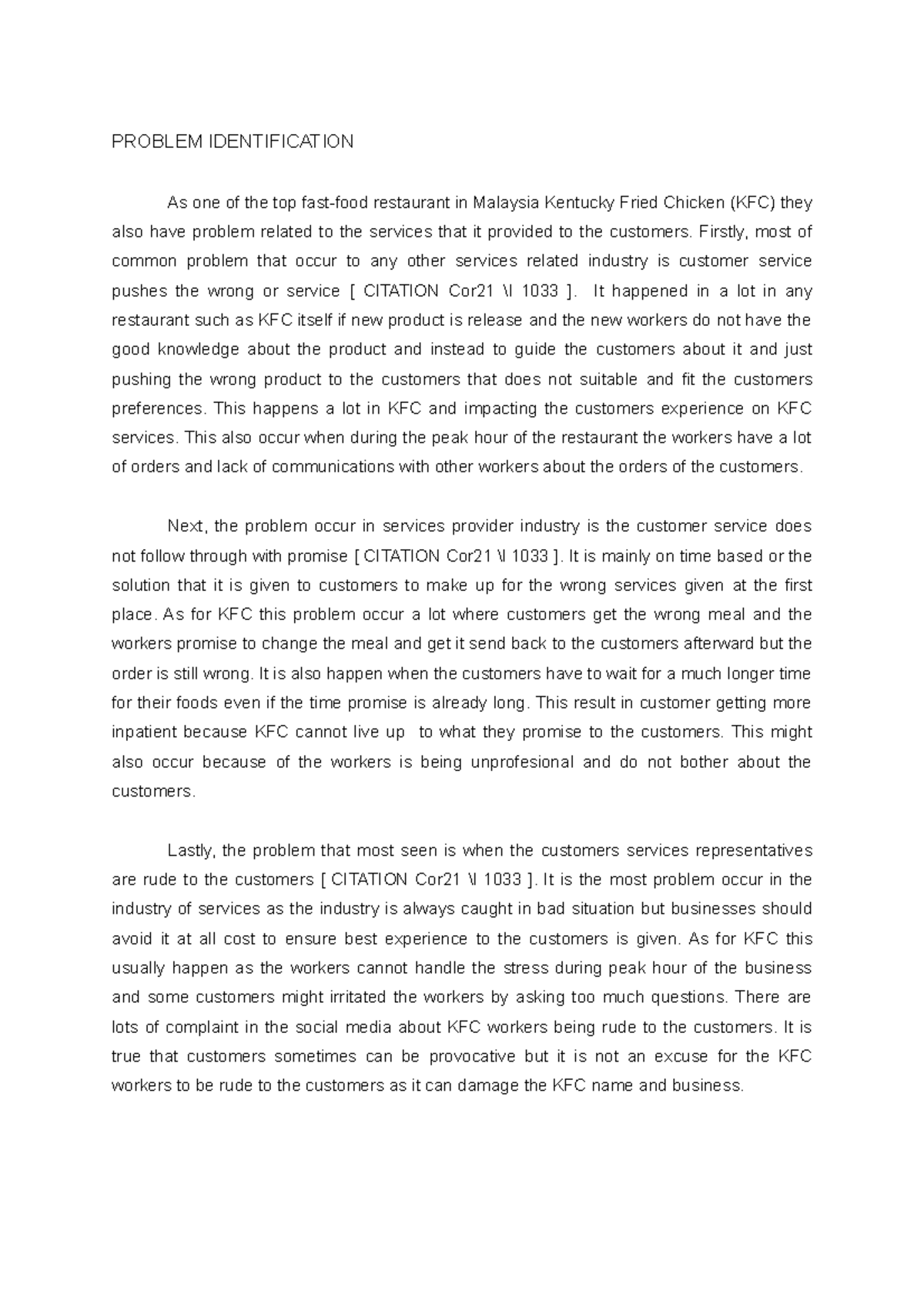 KFC Service Issues: Identifying Problems in Customer Experience - Studocu