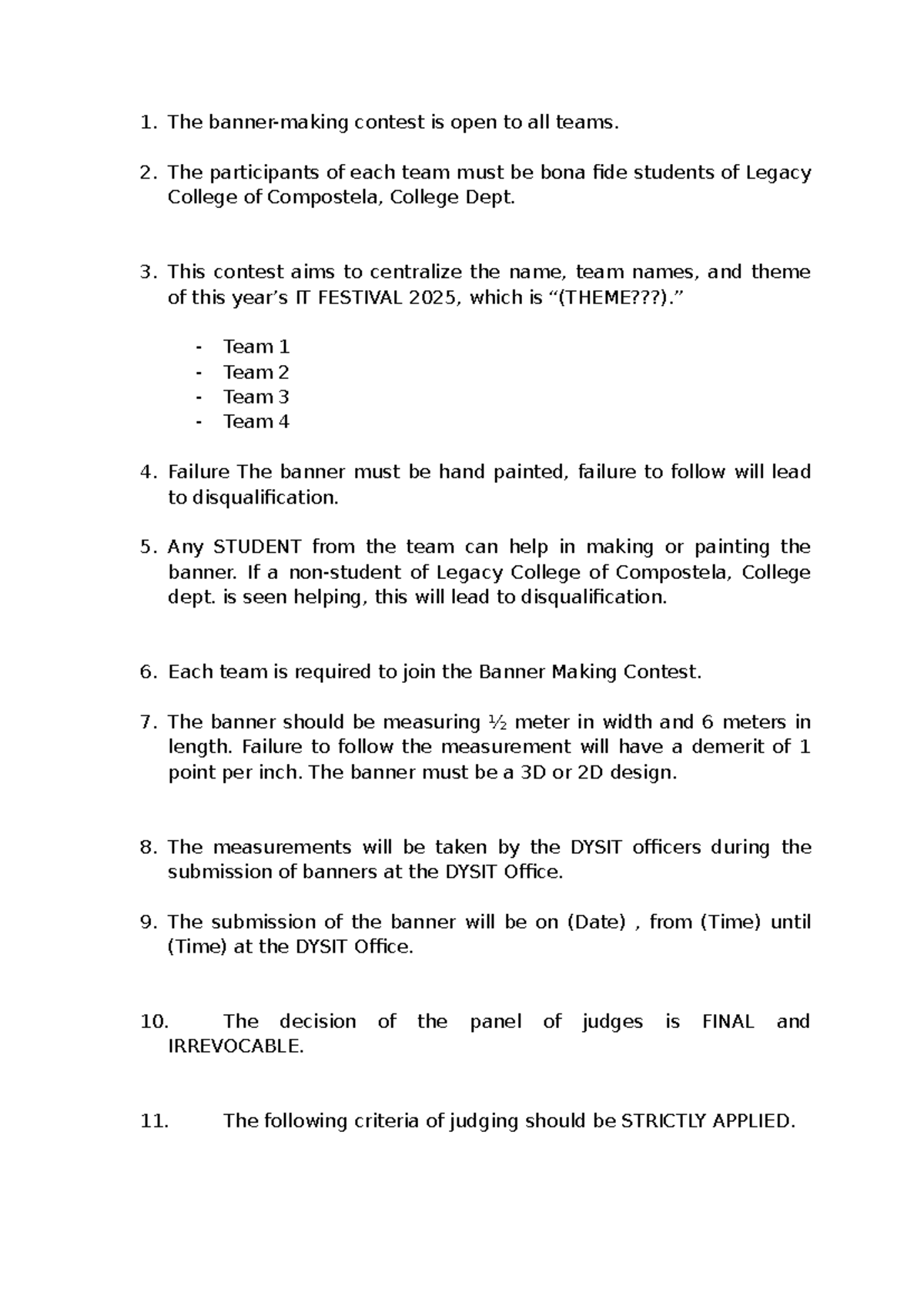 Legacy College IT Festival 2025: Creative Banner Contest Guidelines ...