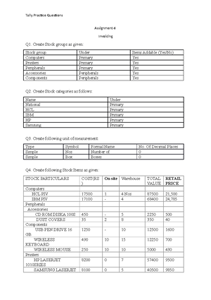 4 Ledger Creation - Questions for practice of tally step by step. Basic ...