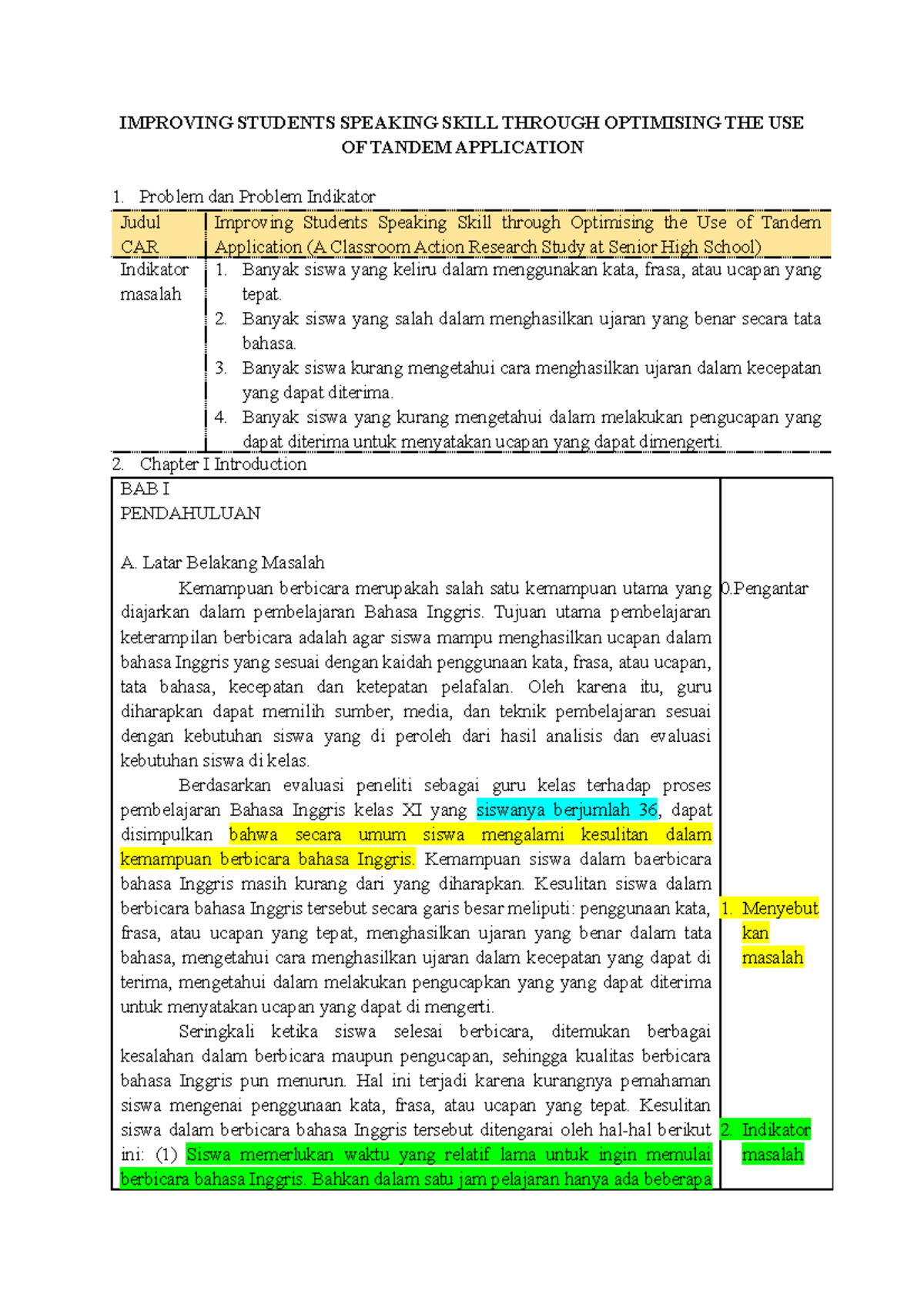 Improving Students Speaking Skill Through Optimising THE USE OF Tandem Application - IMPROVING ...
