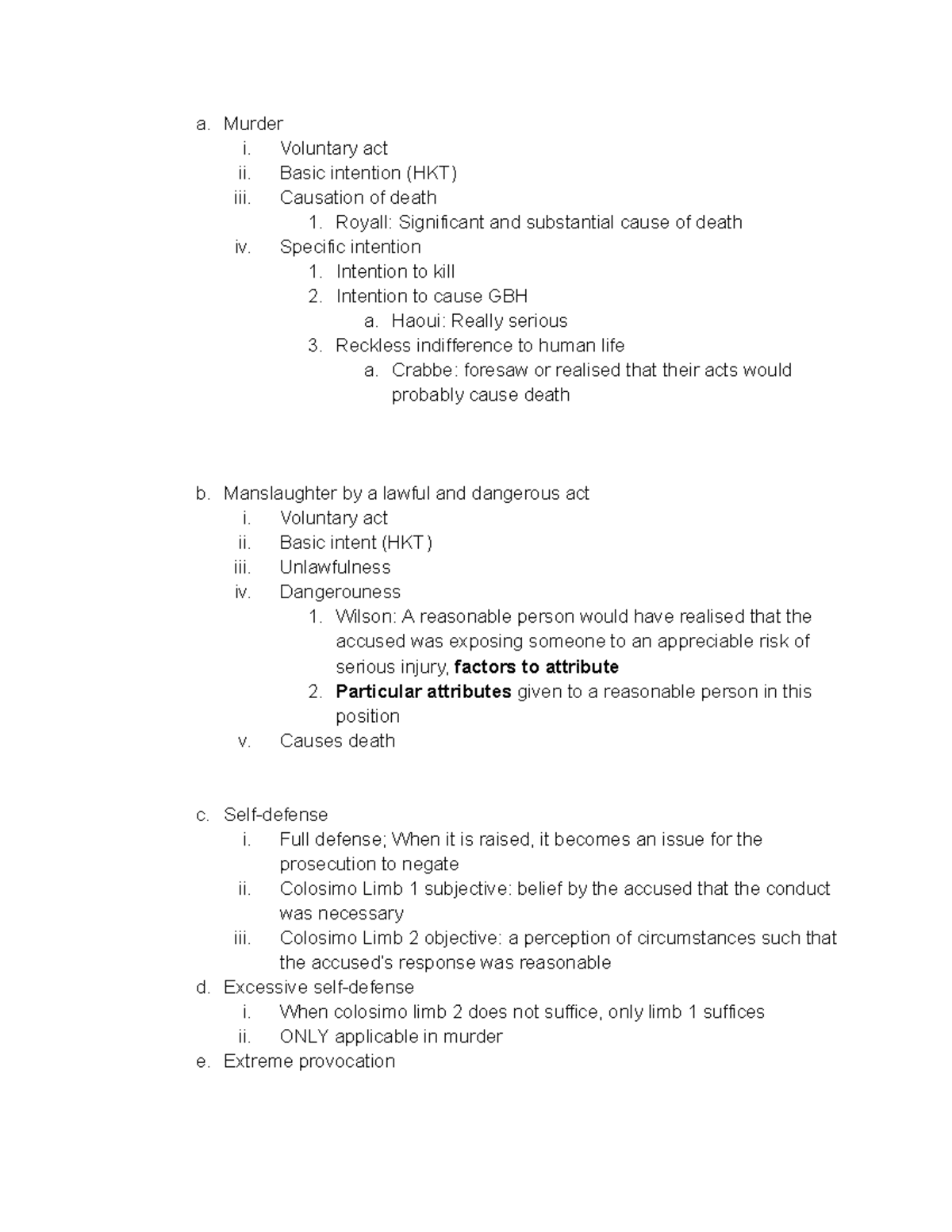 Criminal Law Final Flowchart: Murder & Manslaughter (HKT) - Studocu