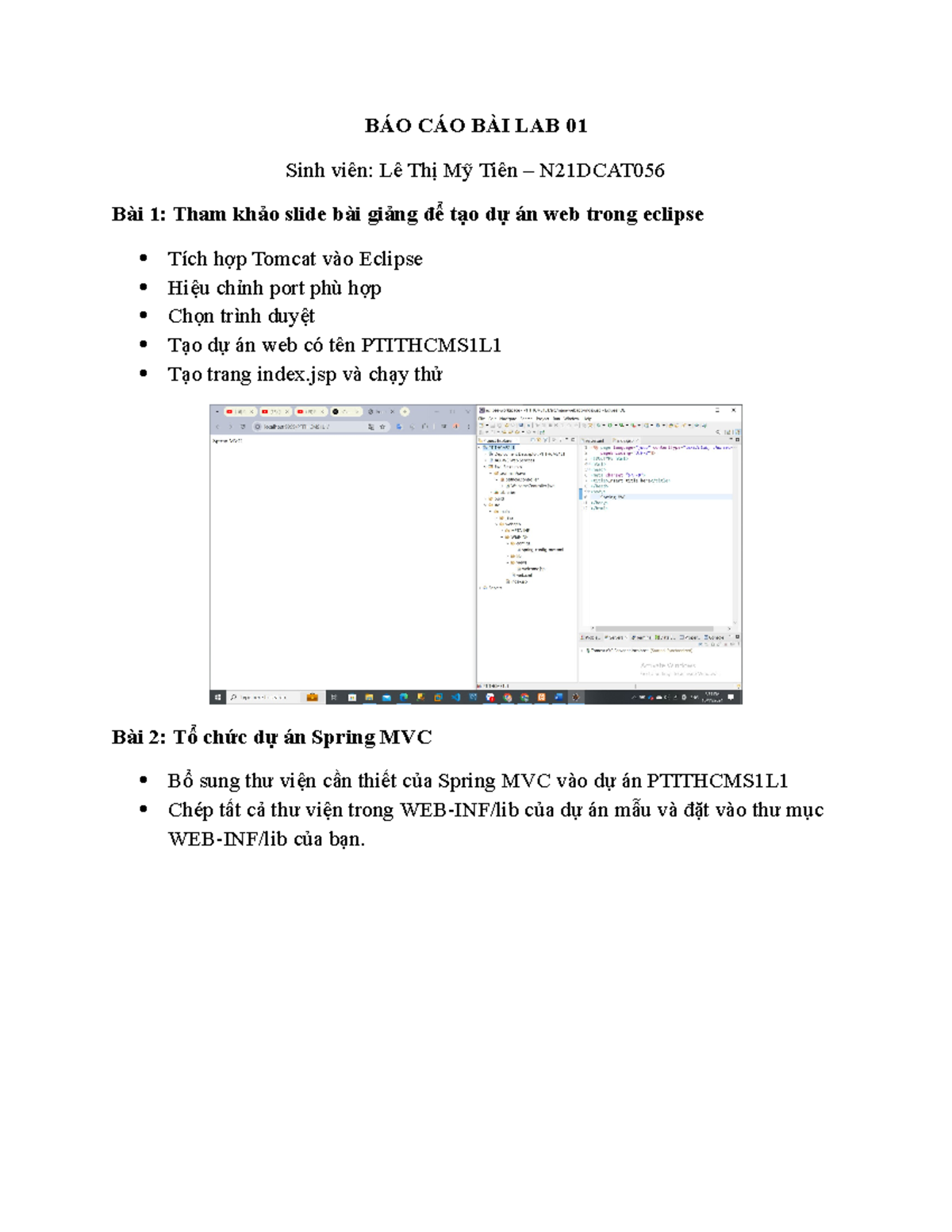 LAB1 - Báo cáo thực hành tạo dự án web trong Eclipse và Spring MVC - Studocu