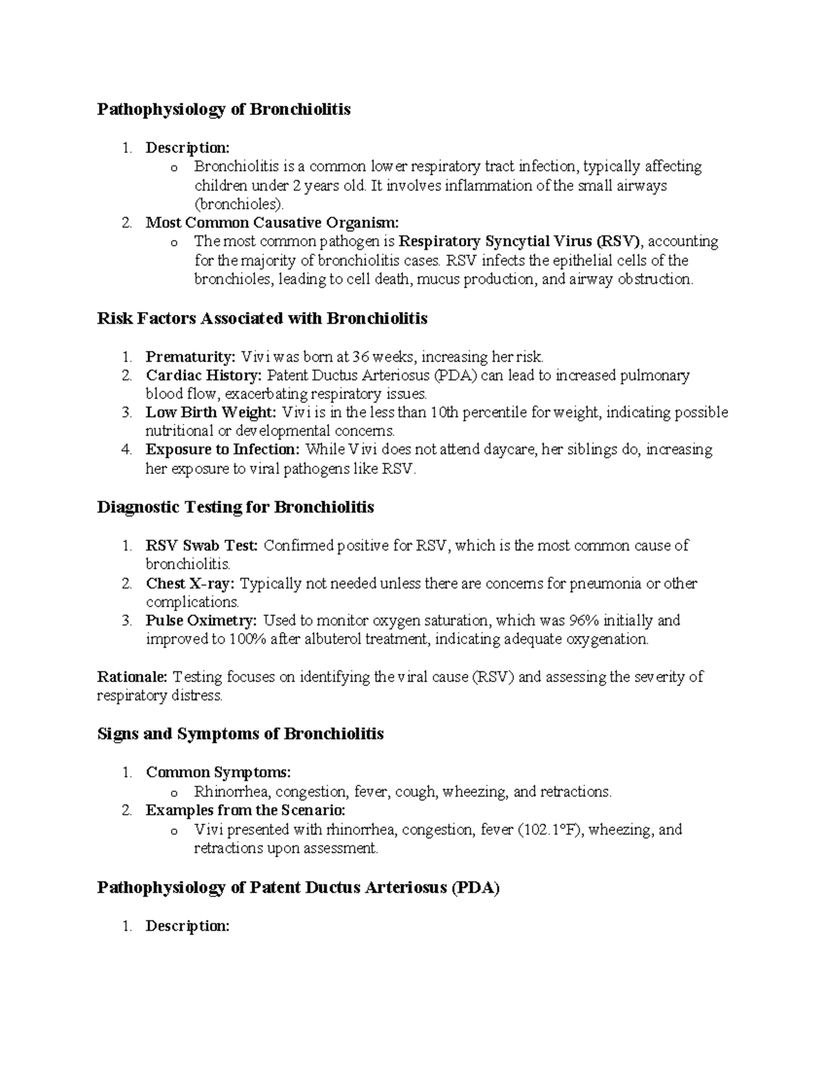 Pathophysiology of Bronchiolitis & Related Nursing Care - Case Study ...