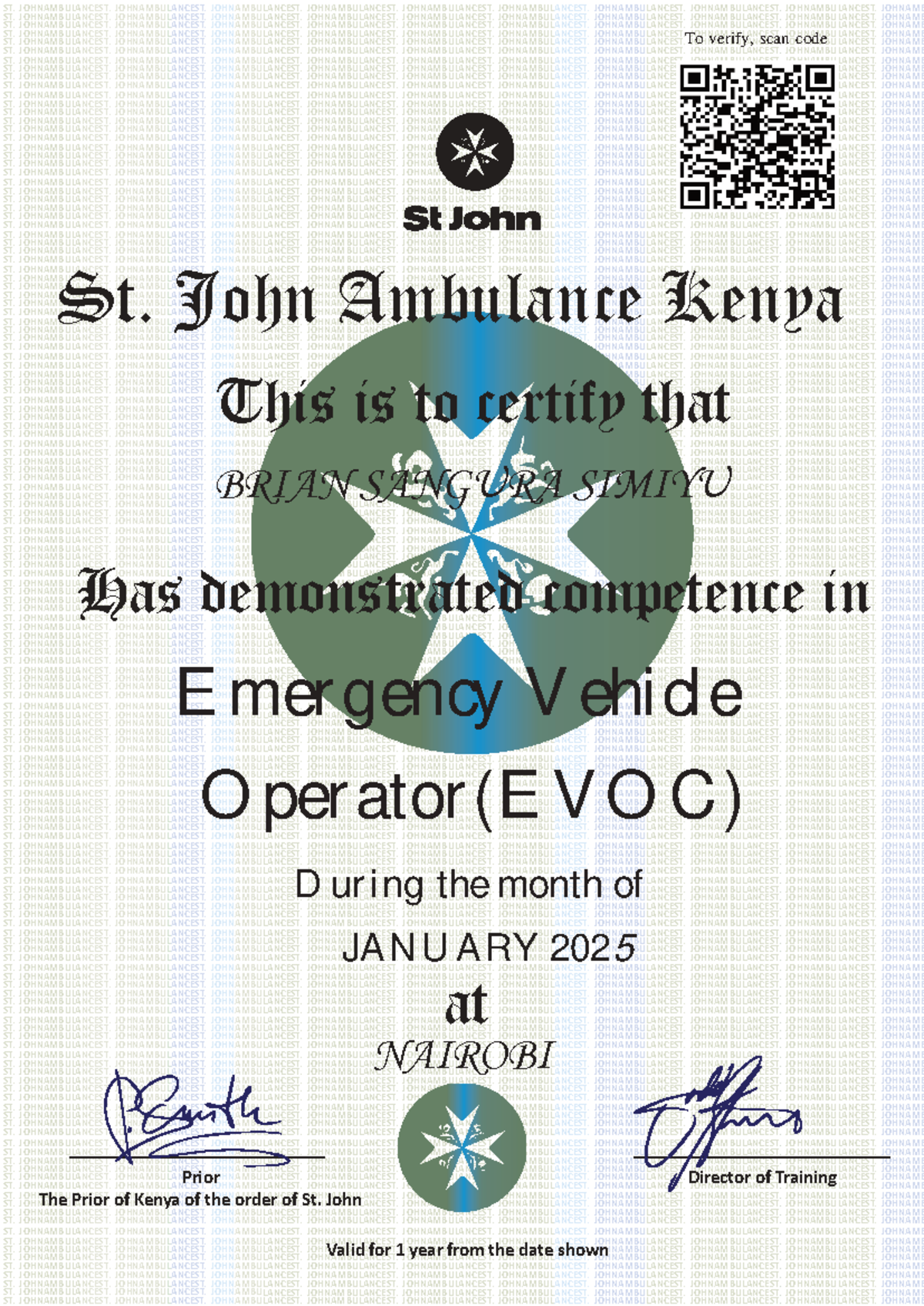 St. John Ambulance Certification - EVOC Training 2025 - Studocu
