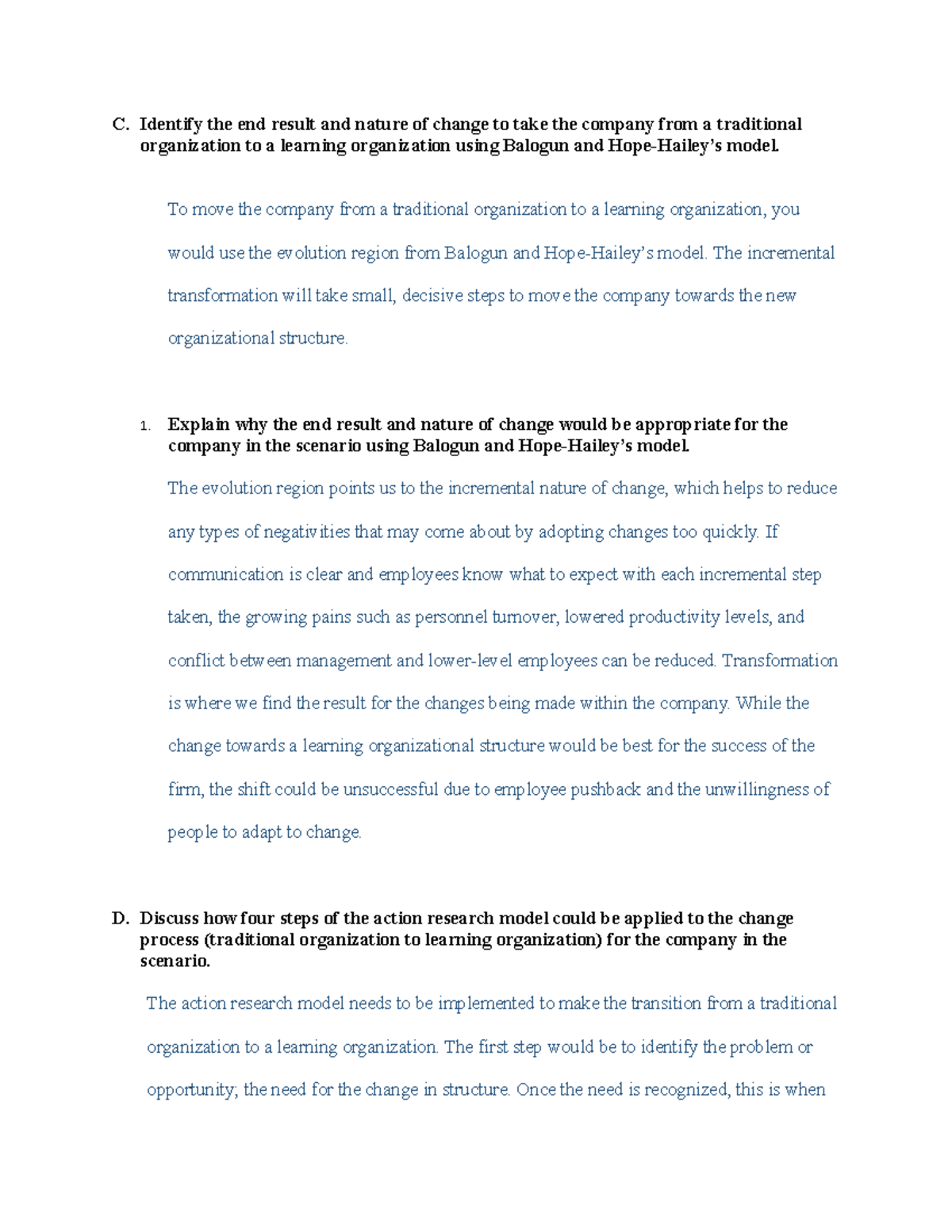 C721 Task 1: Transitioning to a Learning Organization Using Models ...