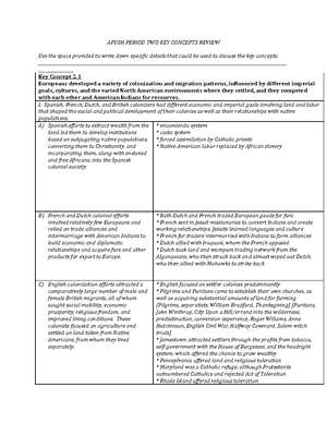 APUSH Period 1 1491-1607 - Study Guide - APUSH Period 1: 1491-1607 ...