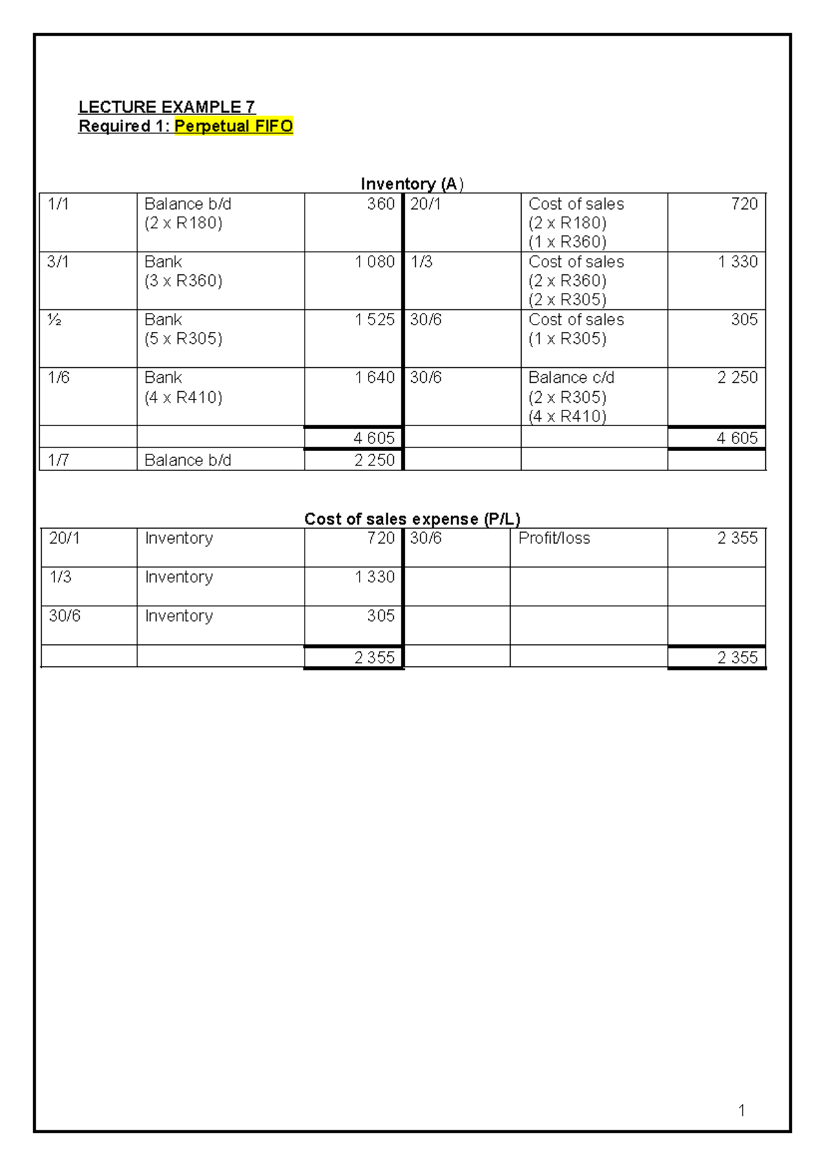LECTURE EXAMPLE 7: FIFO & WAC Inventory Calculations - Studocu