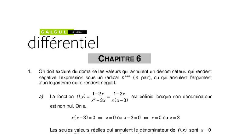 Corrigé des Exercices du Chapitre 6 - Solutionnaire - Studocu