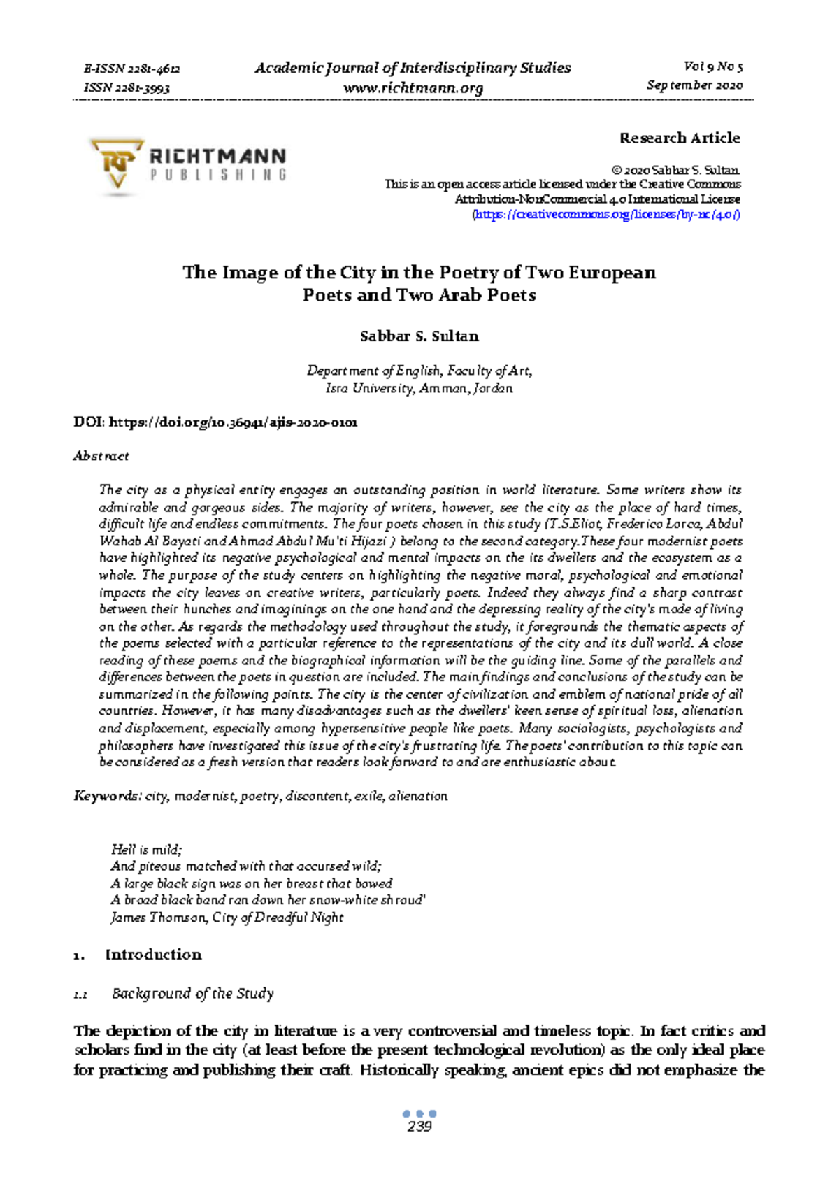 The Image of the City in Modernist Poetry: A Comparative Study - Studocu