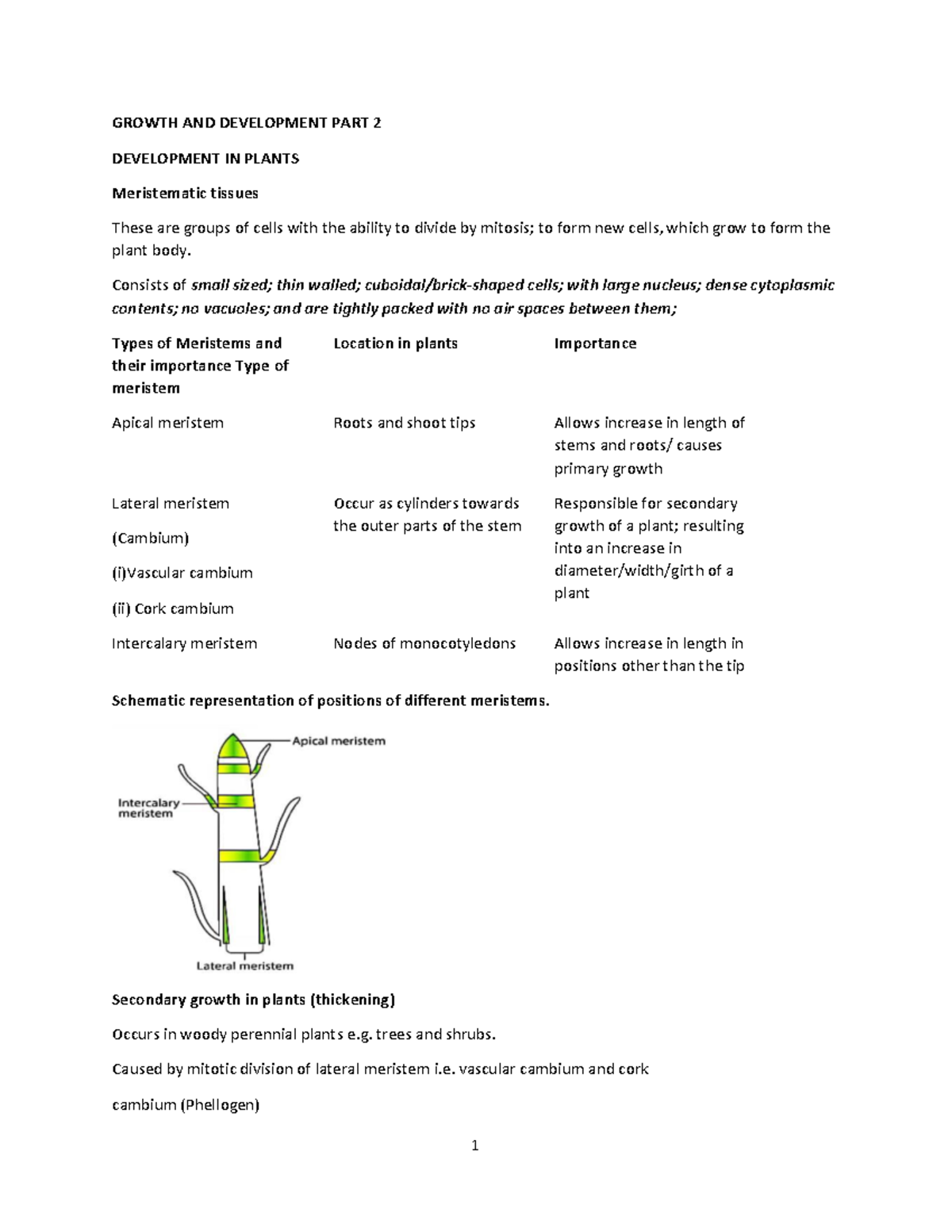 Developement in plants and animals - GROWTH AND DEVELOPMENT PART 2 ...