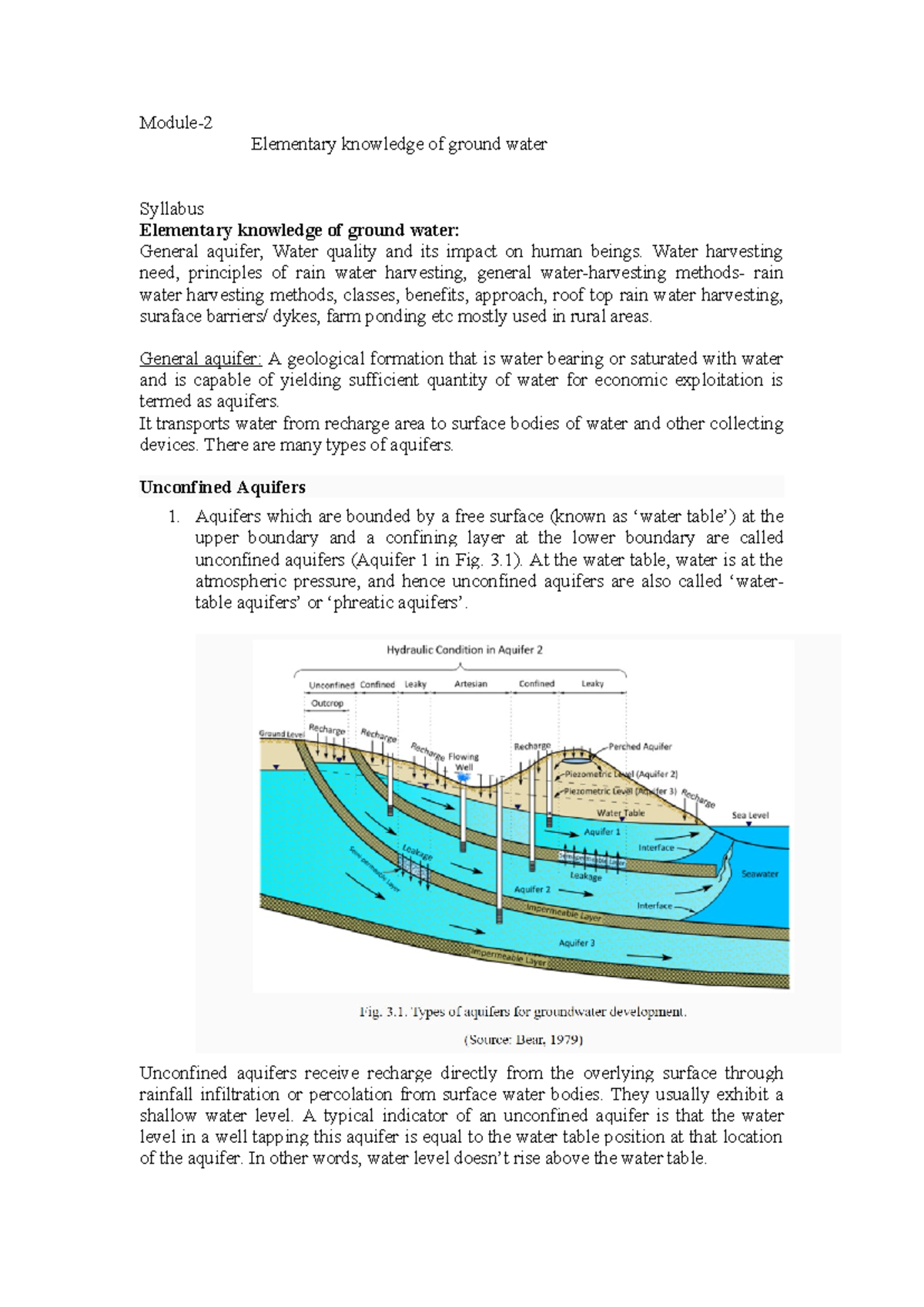 Module-2: Ground Water Management and Quality - Study Notes - Studocu
