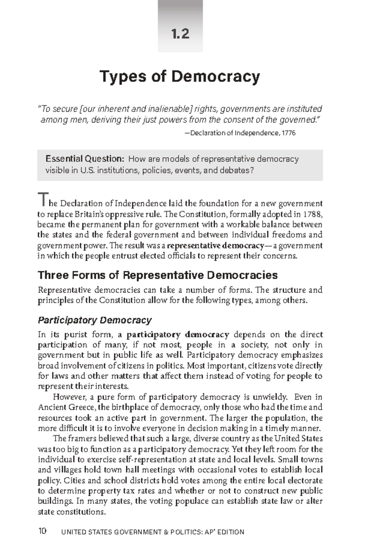AP US Government: Types of Democracy and Their Models - Studocu