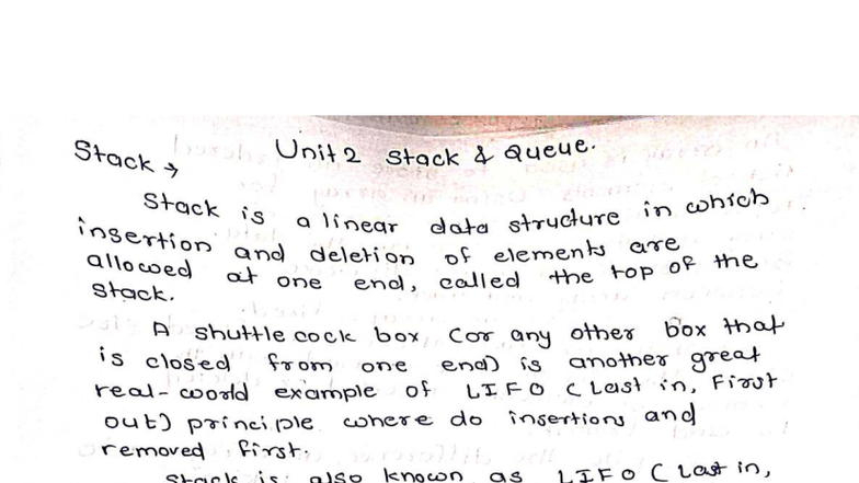 Unit 2: Stack and Queue Concepts and Operations - Studocu