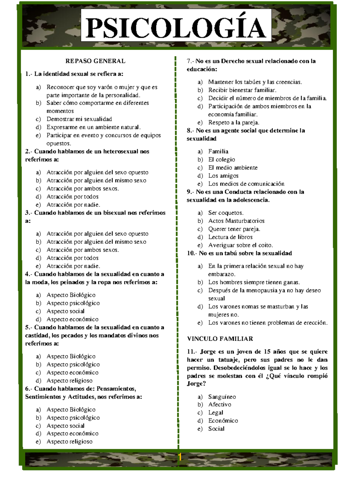 PSICOLOGÍA: REPASO GENERAL SOBRE IDENTIDAD Y SEXUALIDAD - Studocu