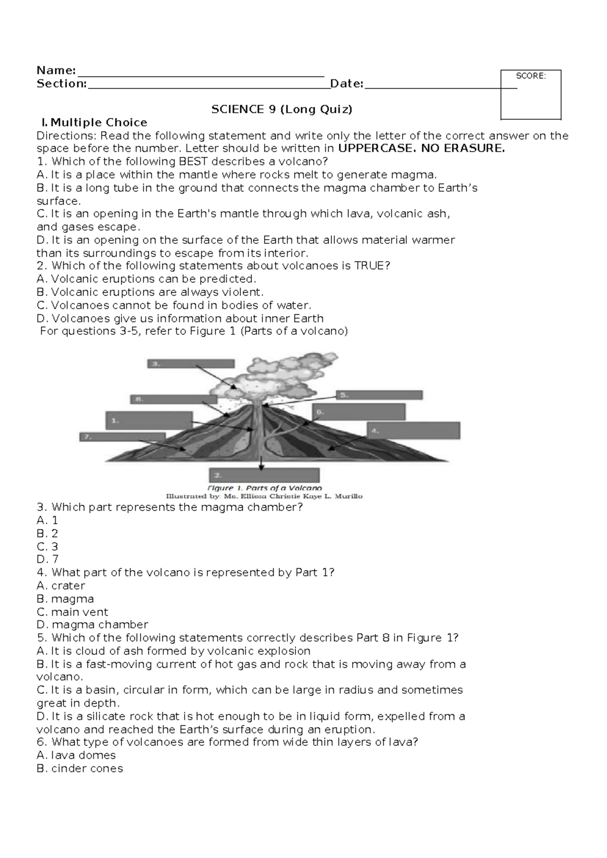 SCI 9 LONG TEST - 3RD QUARTER SCIENCE 9 QUIZ QUESTIONS - Studocu