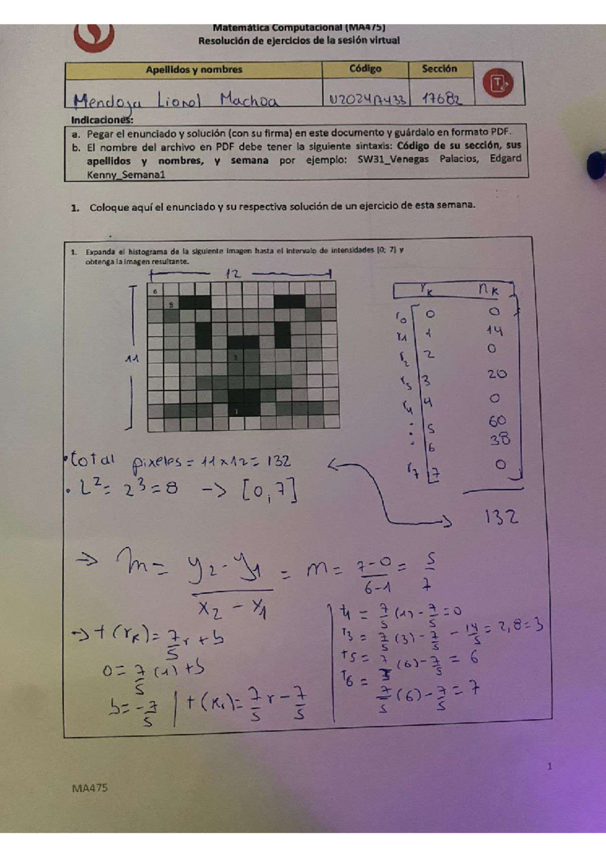 Ejercicios de la Semana 1 en Matemática Computacional (MA475) - Studocu