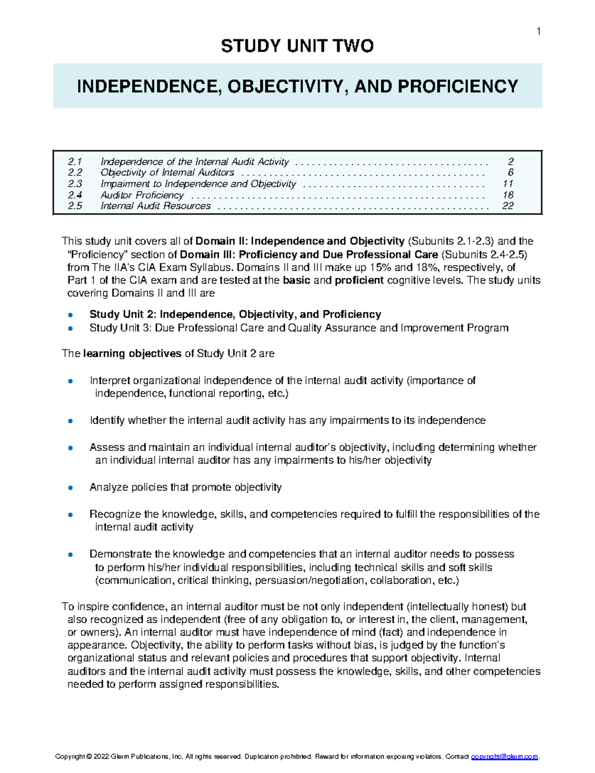 Unit 2-Unlocked - Internal Audit - 1 STUDY UNIT TWO INDEPENDENCE ...