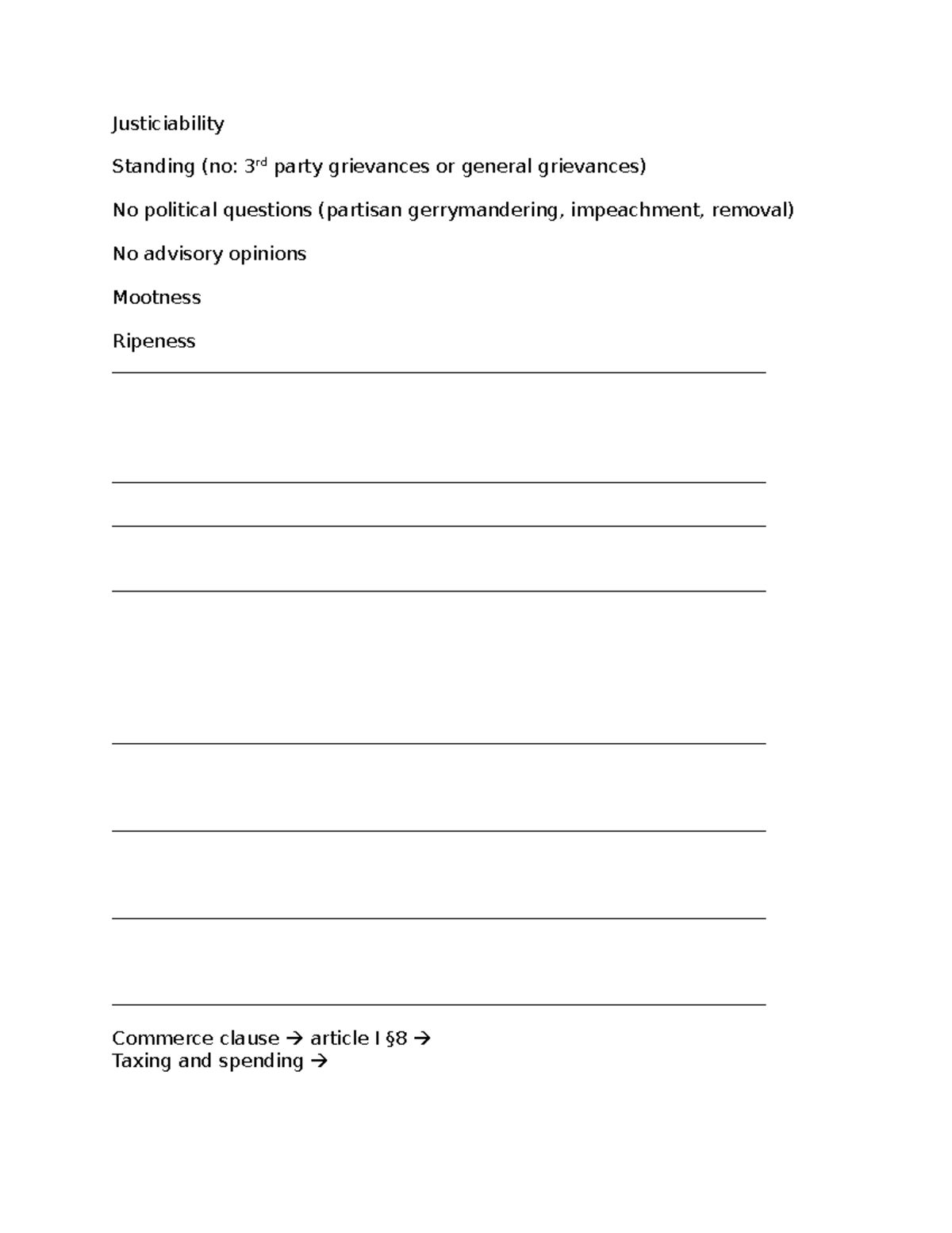 Arrow attack plan - Justiciability Standing (no: 3rd party grievances ...