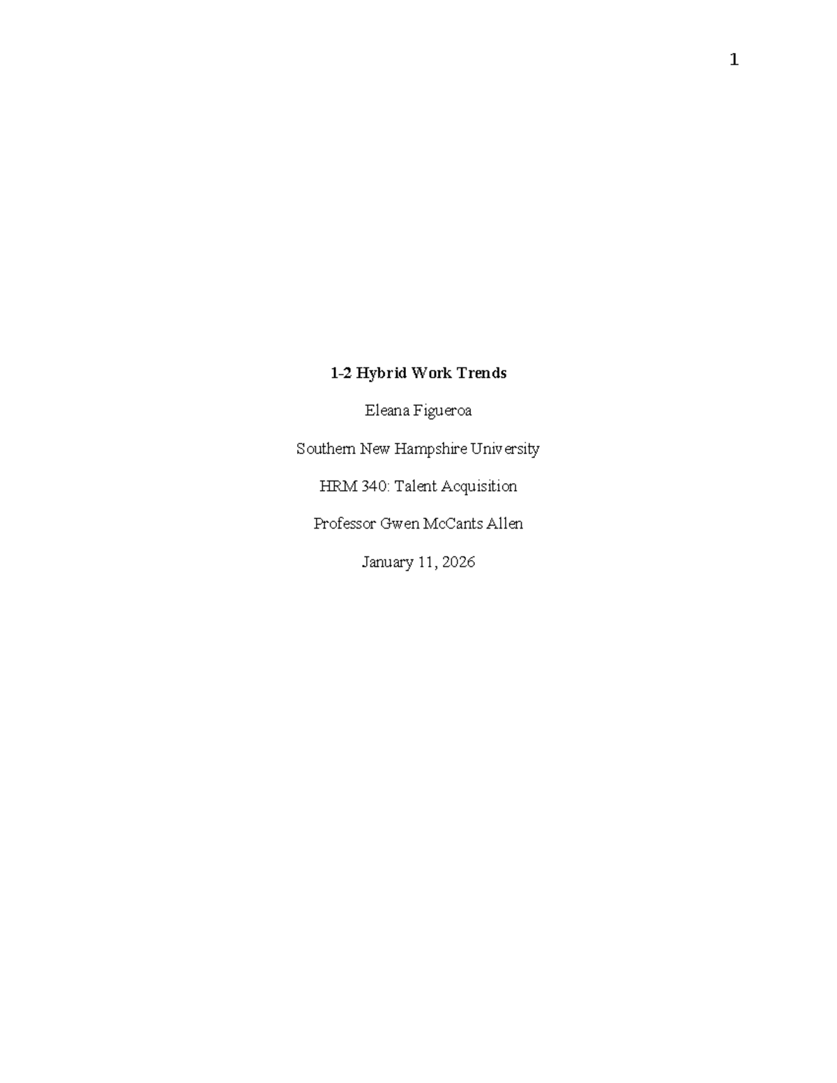 HRM 340: Module One - Trends in Hybrid Work Models - Studocu