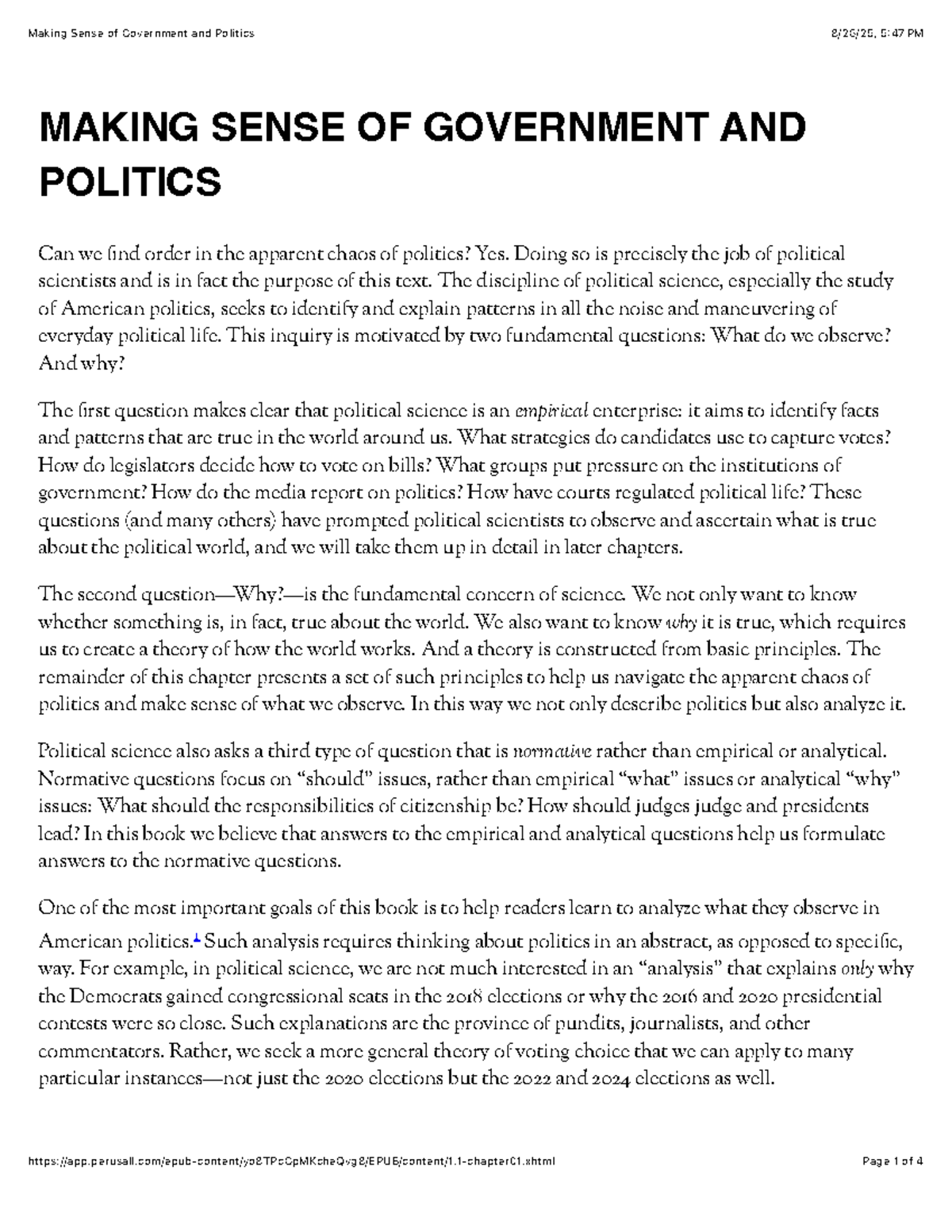 Ch 1 - Intro to Government & Politics: Understanding Key Principles ...