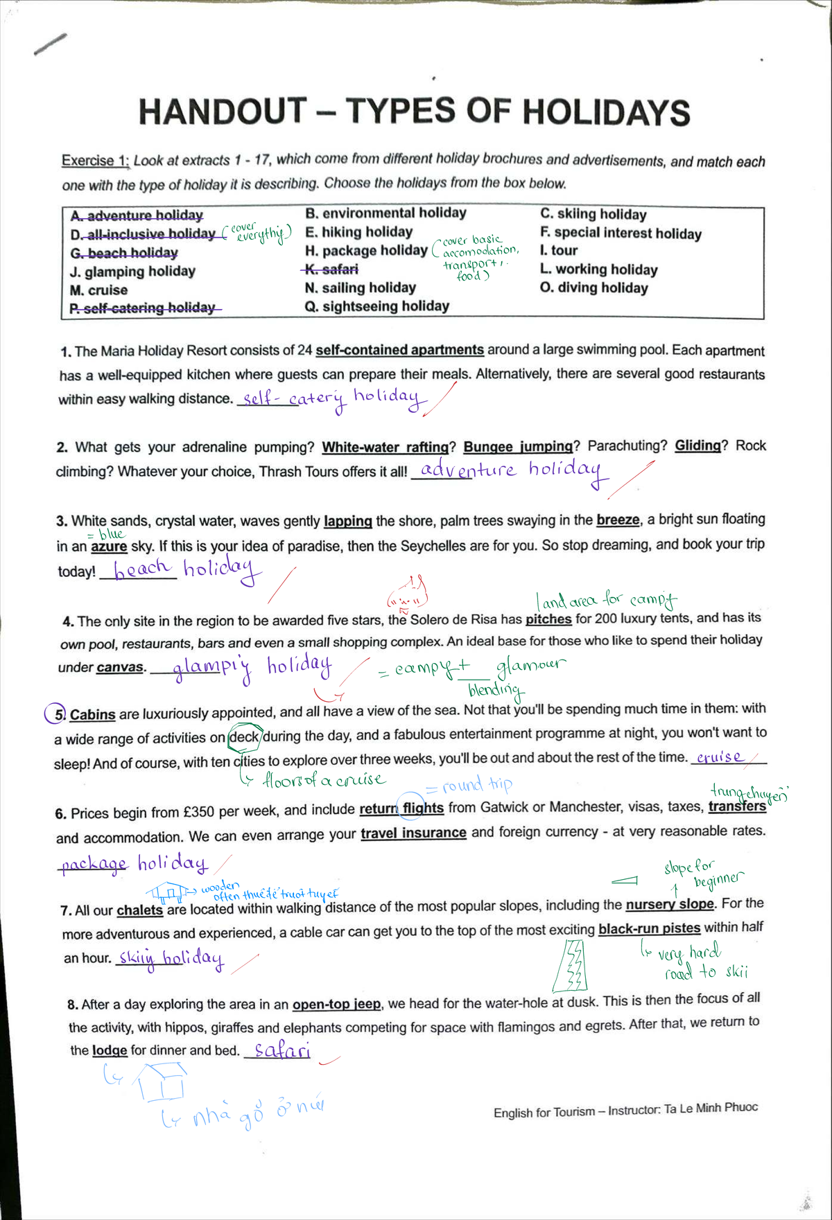 Types of Holidays: A Comprehensive Guide for Tourism Studies - Studocu