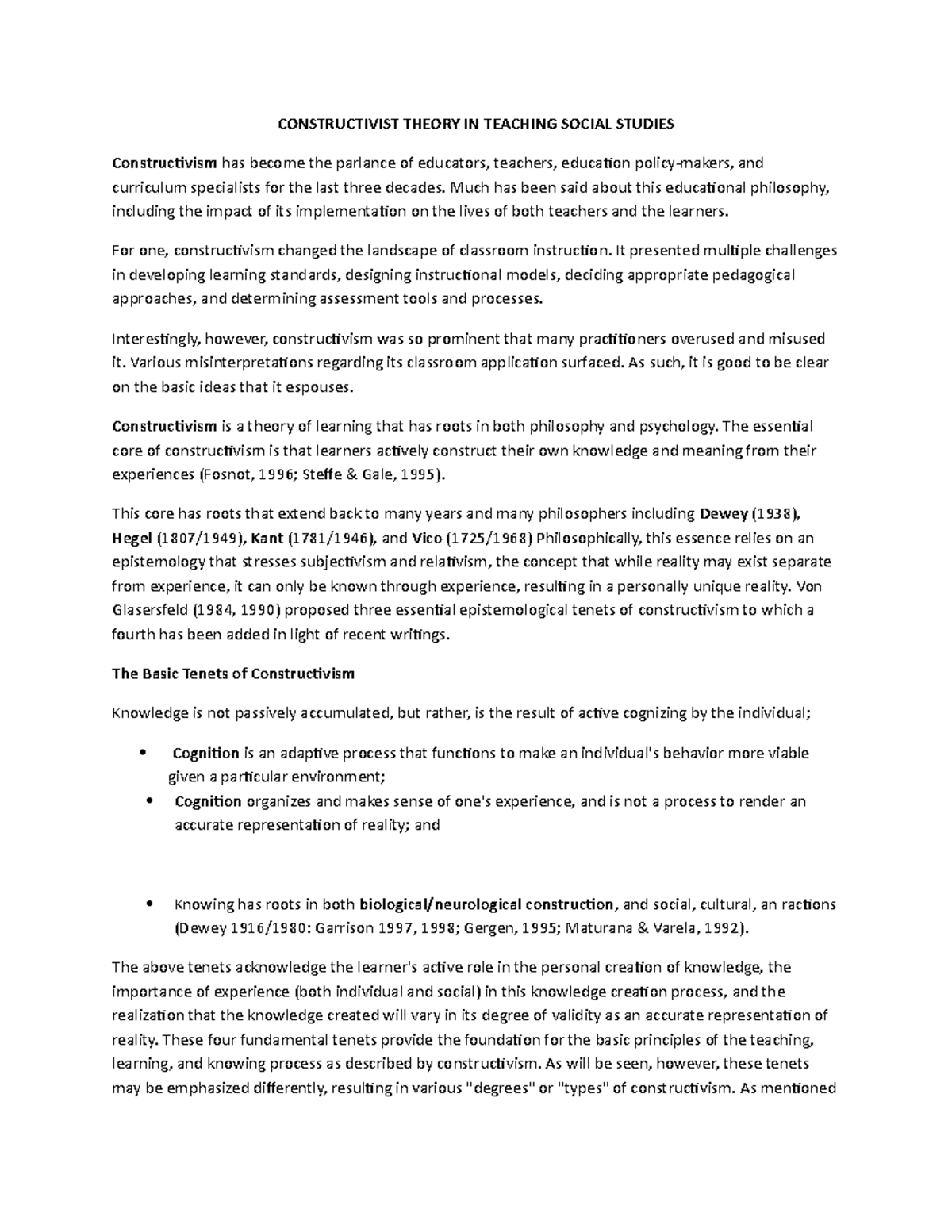 Constructivist Theory in Teaching Social Studies: An In-Depth Analysis ...