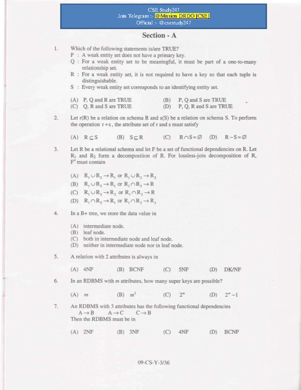 DRDO Question Paper Download From csestudy 247 - t/missiondrdocse ...