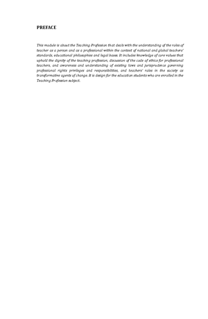 PED - Professional Education - PED 1 - FOUNDATION OF THE TEACHING LEARNING PROCESS – THE TEACHER ...