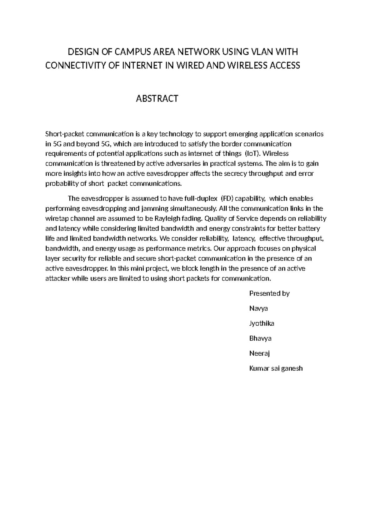 Design OF Campus AREA Network Using VLAN WITH Connectivity OF Internet ...