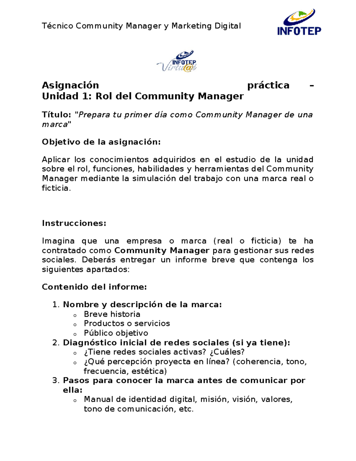 Técnico Community Manager y Marketing Digital: Asignación Unidad 1 ...